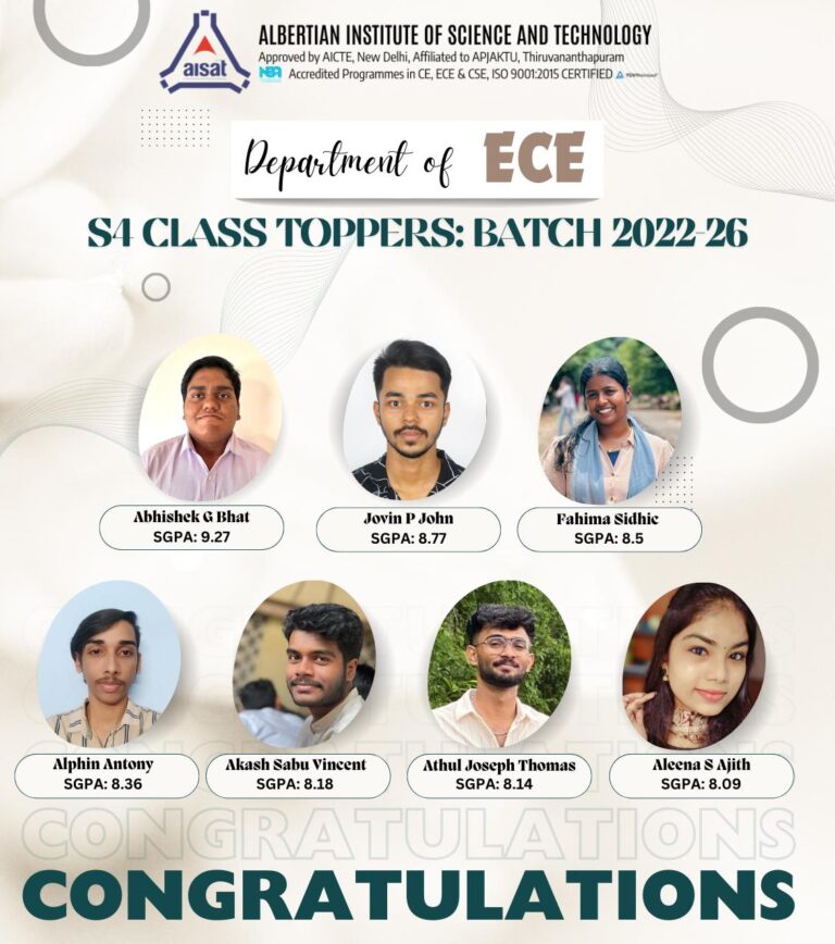 Congratulations S4 ECE (2022-26 Batch) Toppers!!! – Albertian Institute ...