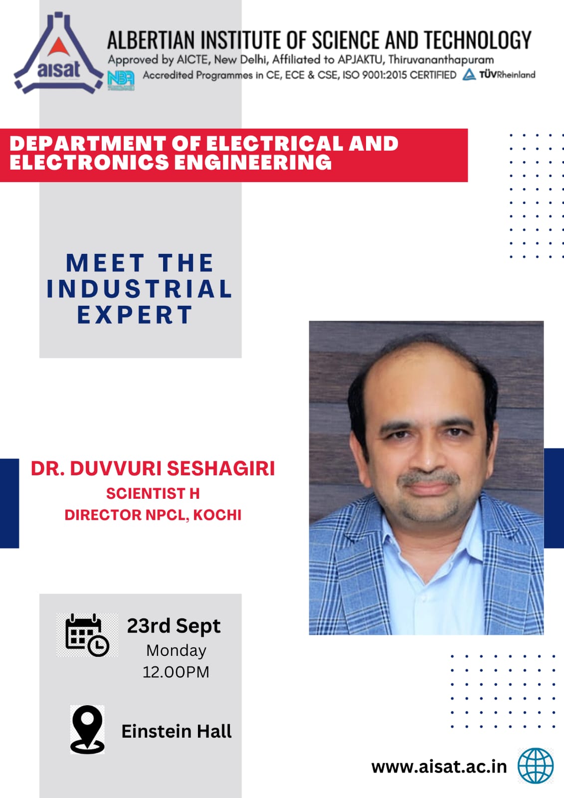 MEET THE INDUSTRIAL EXPERT – AISAT Engineering College