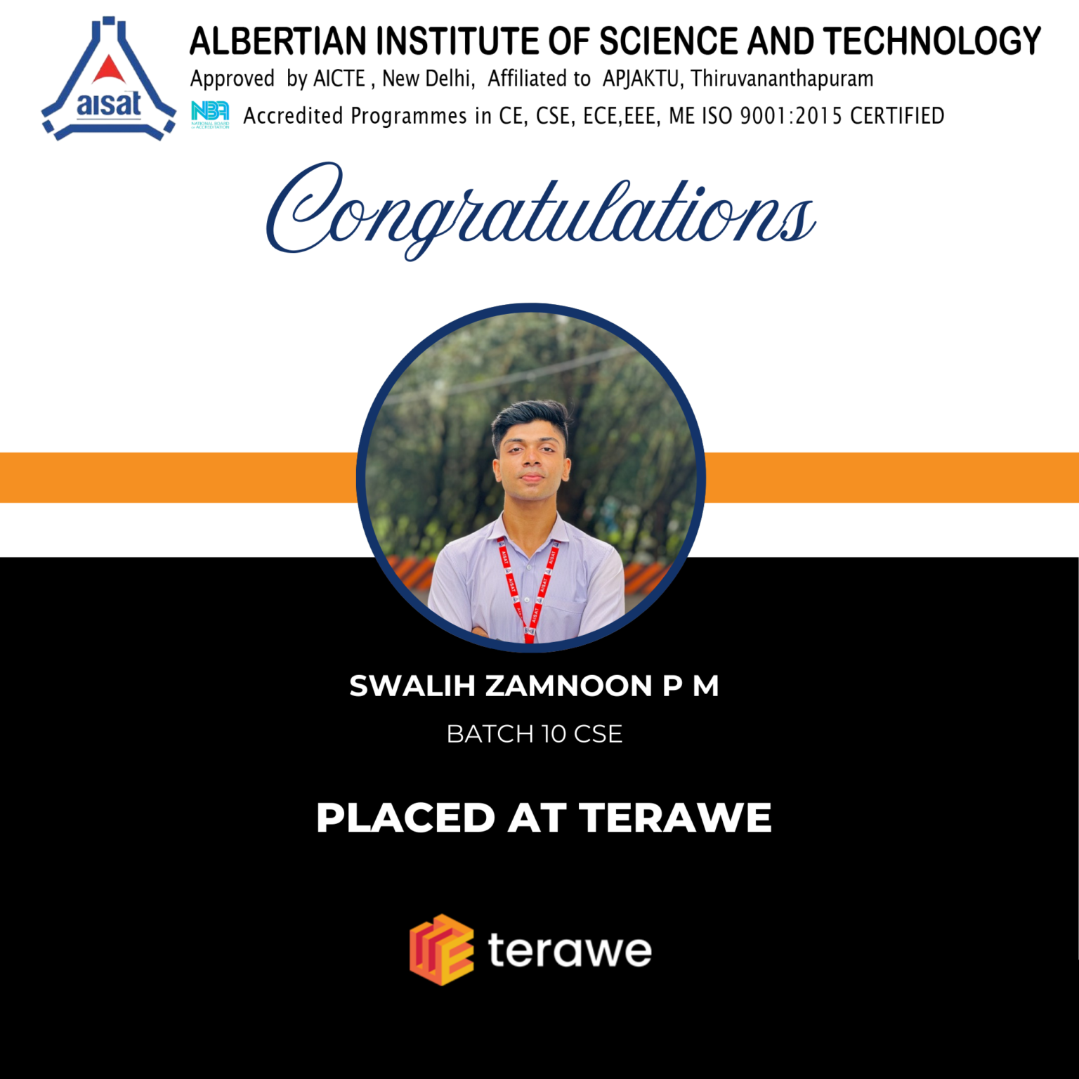 Placed at Movate – AISAT Engineering College